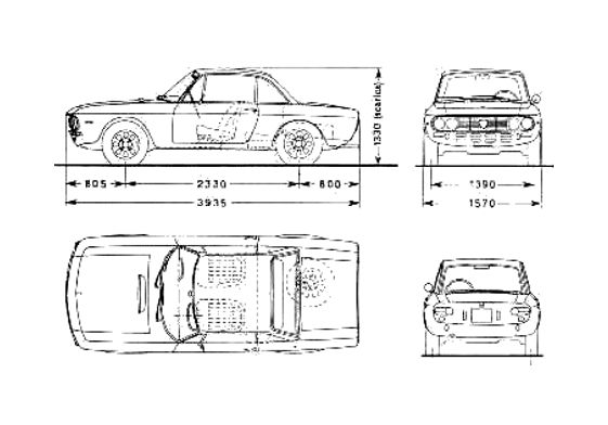Download drawing Lancia Fulvia Rallye 16 HF S2 Coupe 1963 in ai pdf png svg formats